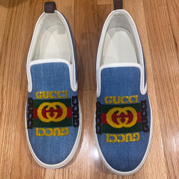 Gucci | Shoes | Gucci Mens Denim Slipon Sneakers Gucci Patch | Poshmark